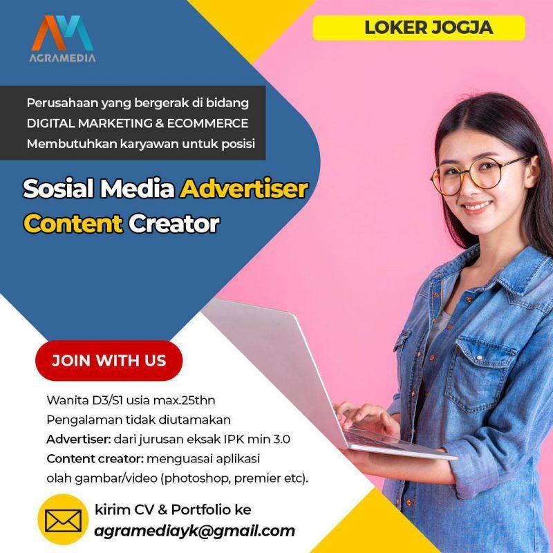 Lowongan Kerja Social Media Advertiser - Content Creator di Agramedia - LokerJogja.ID