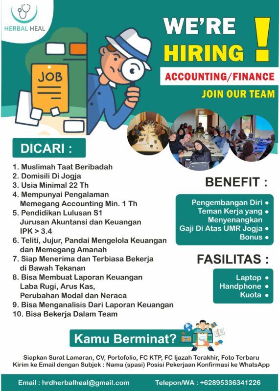 Lowongan Kerja Accounting / Finance di Herbal Heal - LokerJogja.ID