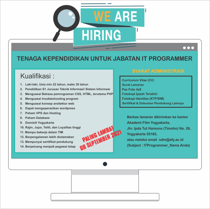Lowongan Kerja IT Programmer di Akademi Film Yogyakarta - LokerJogja.ID