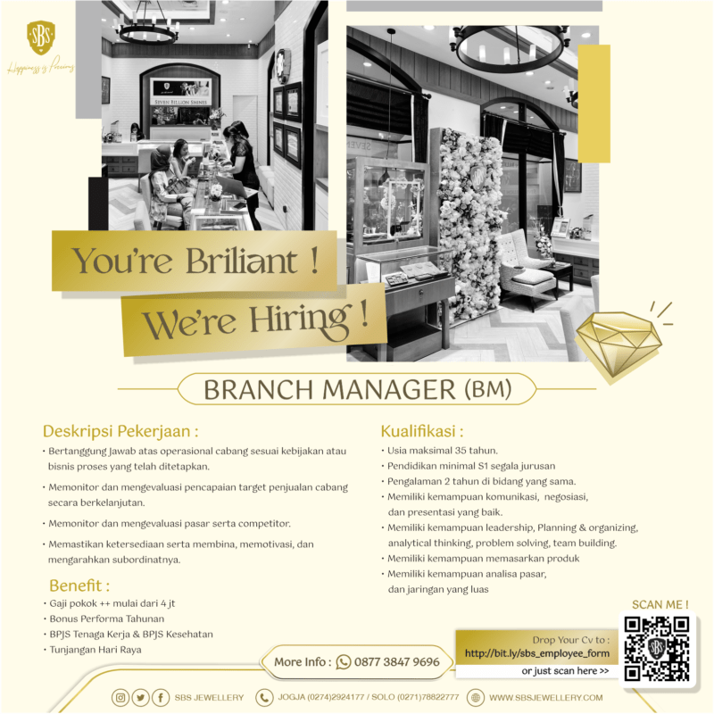 Lowongan Kerja Branch Manager - Jewellery Advisor - Human Capital ...
