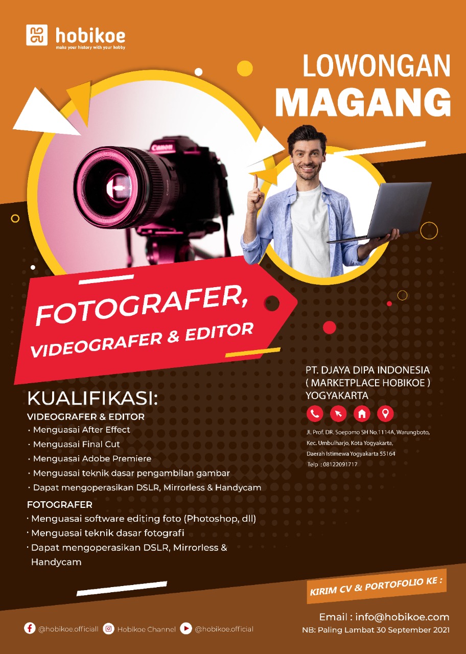 Lowongan Kerja Lowongan Magang Fotografer- Videografer & Editor di PT ... Lowongan Kerja Lowongan Magang Fotografer- Videografer & Editor di PT ...