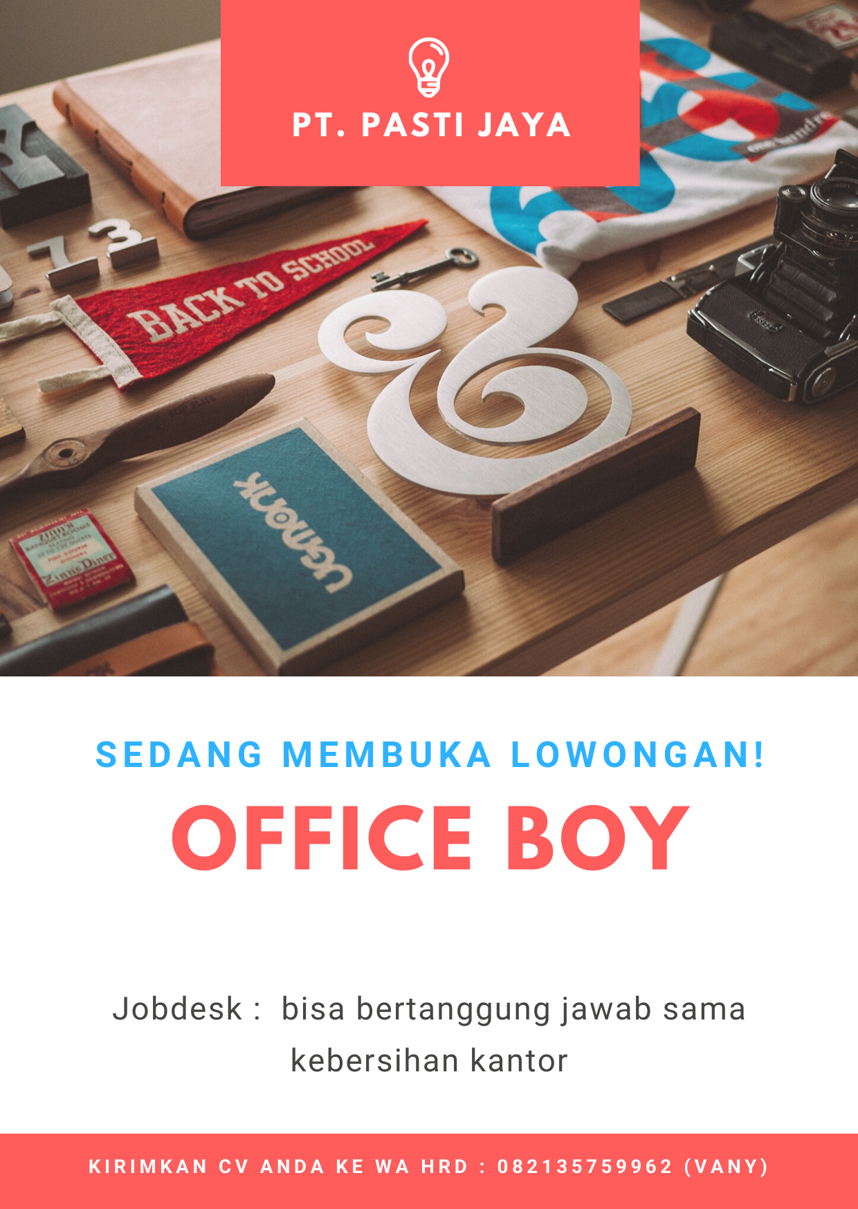Lowongan Kerja Office Boy di PT. Pasti Jaya - LokerJogja.ID