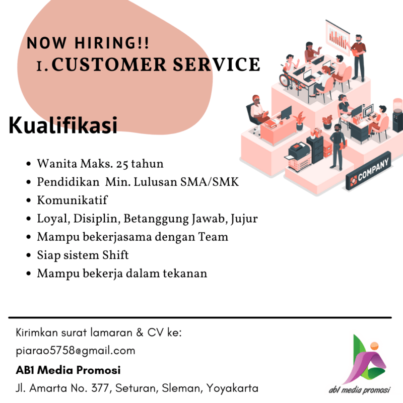 Lowongan Kerja Customer Service di AB1 Promotion - LokerJogja.ID