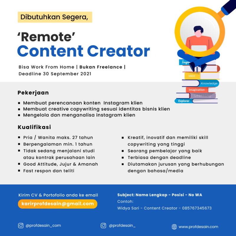 Lowongan Kerja Content Creator di Profdesain - LokerJogja.ID