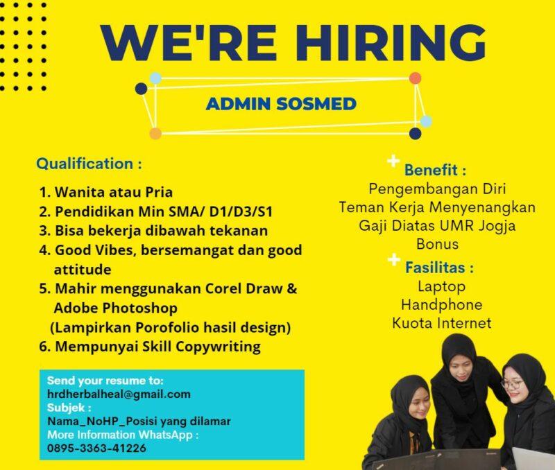 Lowongan Kerja Admin Sosial Media di Herbal Heal - LokerJogja.ID