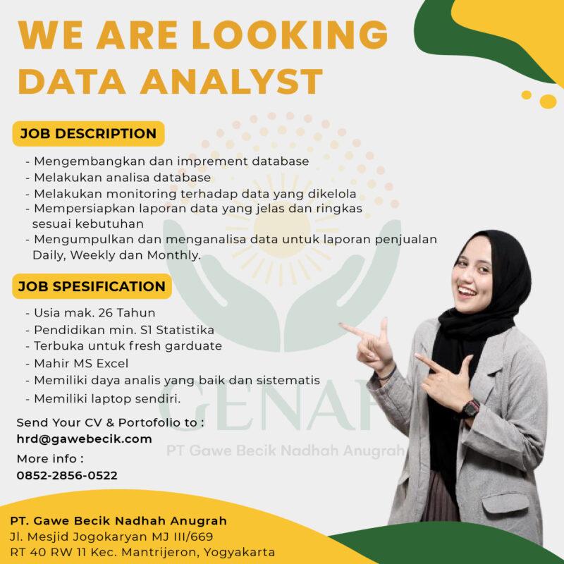 Lowongan Kerja Data Analyst di PT. Gawe Becik Nadhah Anugrah (GENAH ...