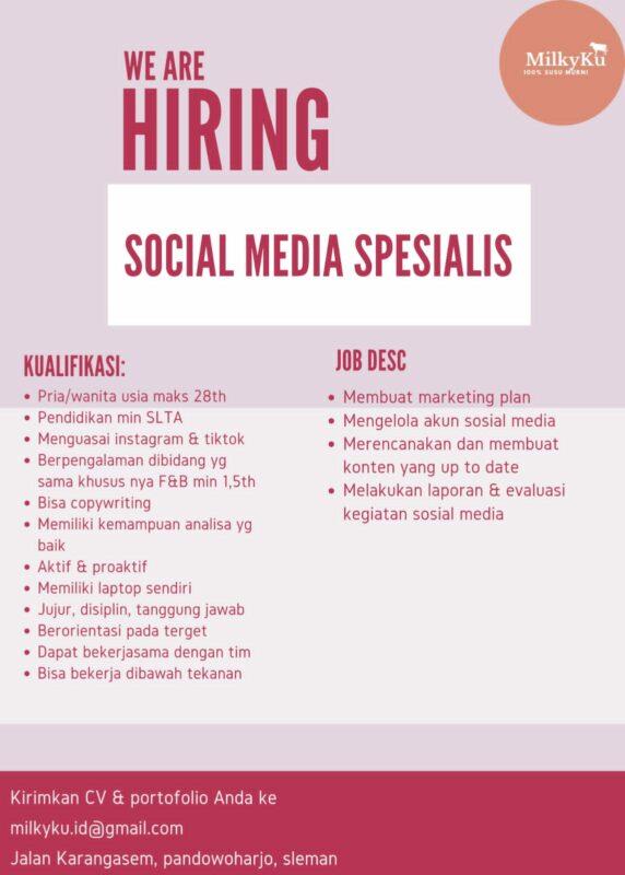 Lowongan Kerja Social Media Specialist - Digital Marketing - Graphic Designer di MilkyKu ...