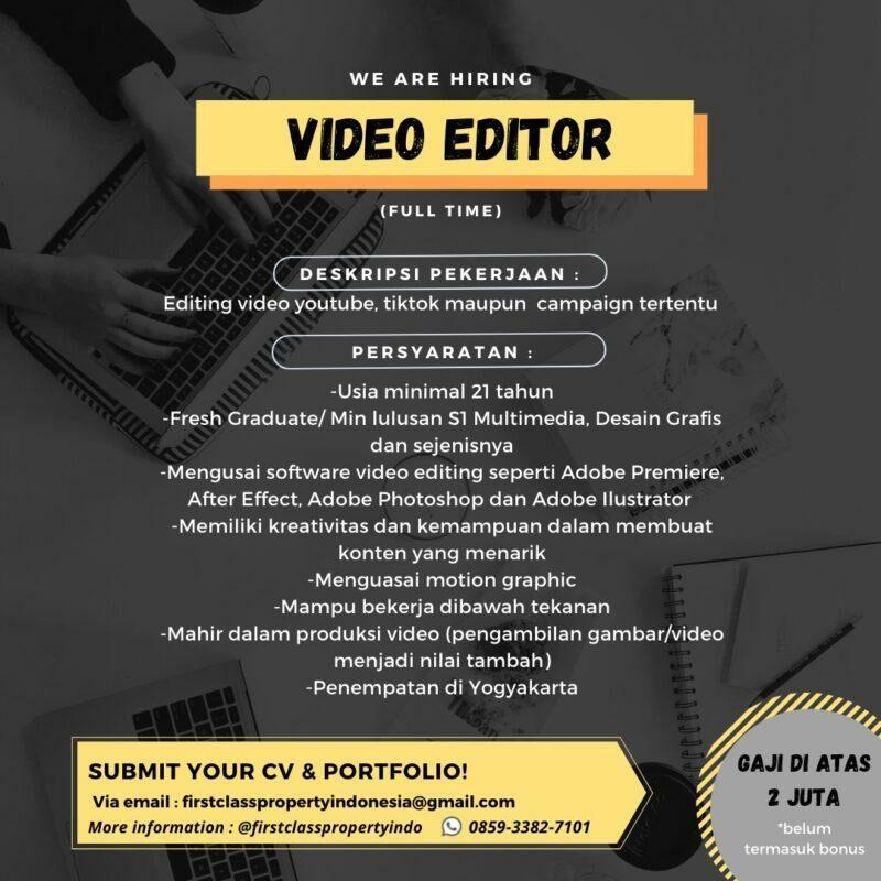 Lowongan Kerja Video Editor di First Class Property Indonesia ...