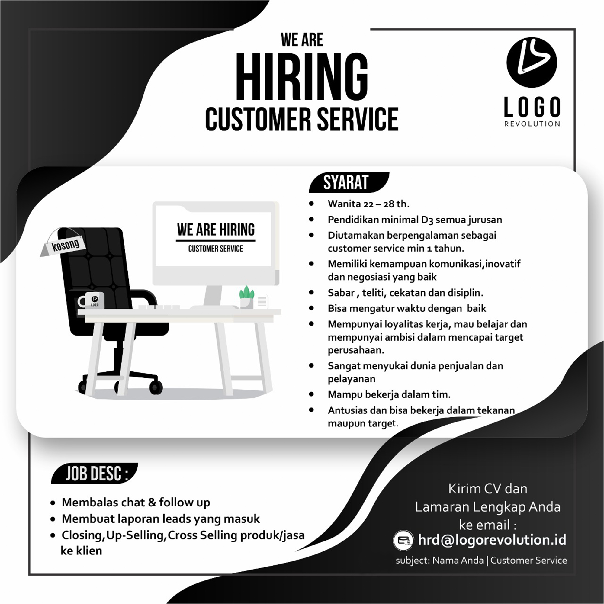 Lowongan Kerja Customer Service di Logo Revolution - LokerJogja.ID
