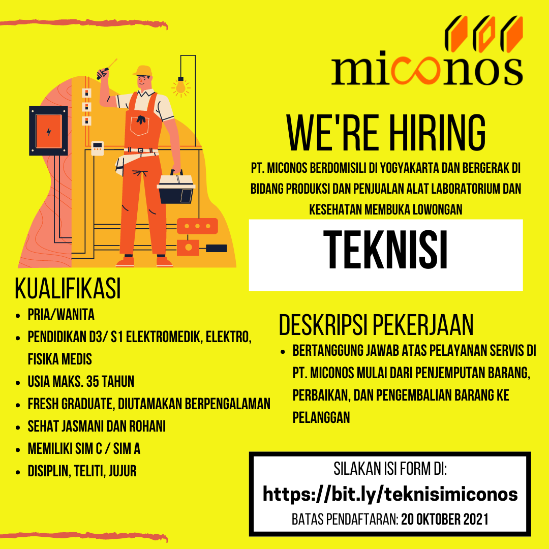 Lowongan Kerja Teknisi di PT. Miconos - LokerJogja.ID