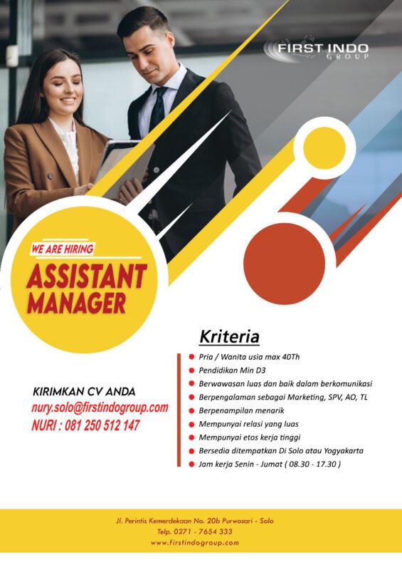 Lowongan Kerja Assistant Manager di PT. First Indo Group - LokerJogja.ID