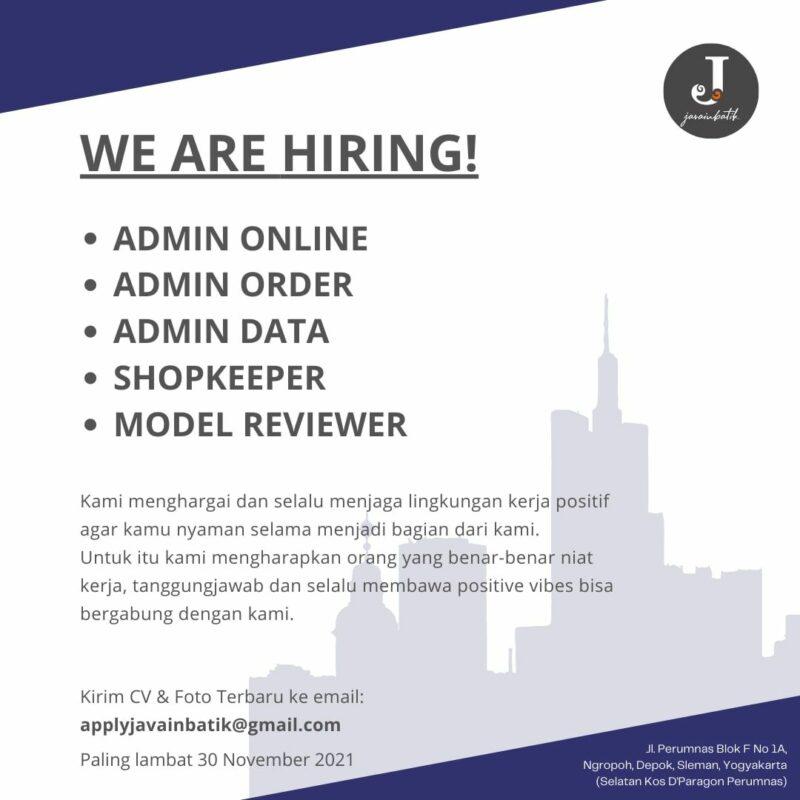 Lowongan Kerja Admin Online - Admin Order - Admin Data - Shopkeeper - Model Reviewer di ...