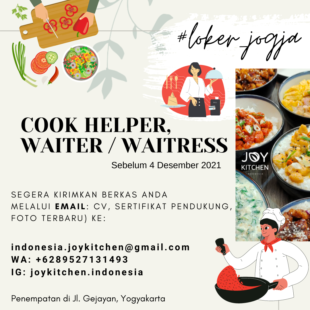 Lowongan Kerja Waiter - Waitress - Cook Helper di JOY Kitchen Indonesia ...