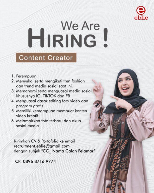 Lowongan Kerja Content Creator di Eblie Indonesia - LokerJogja.ID