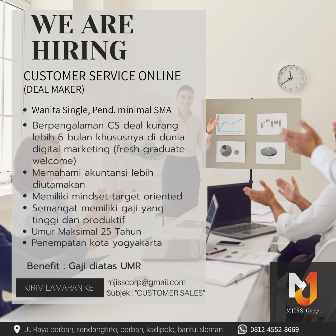 Lowongan Kerja Customer Service Online (Deal Maker) di MJISS Corp ...