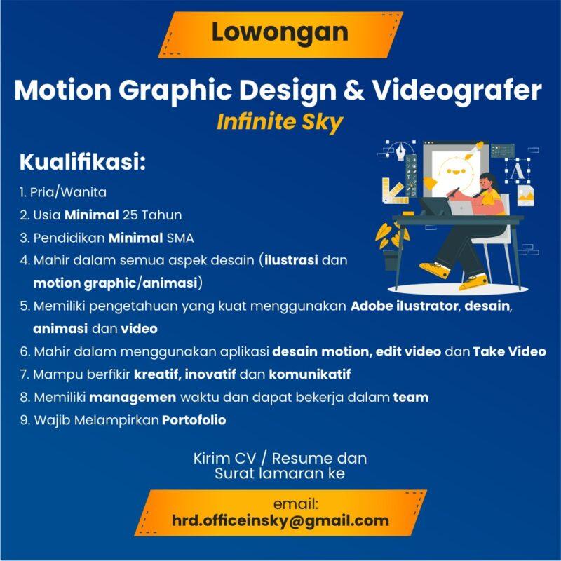 Lowongan Kerja Motion Graphic Design & Videographer di Infinite Sky - LokerJogja.ID