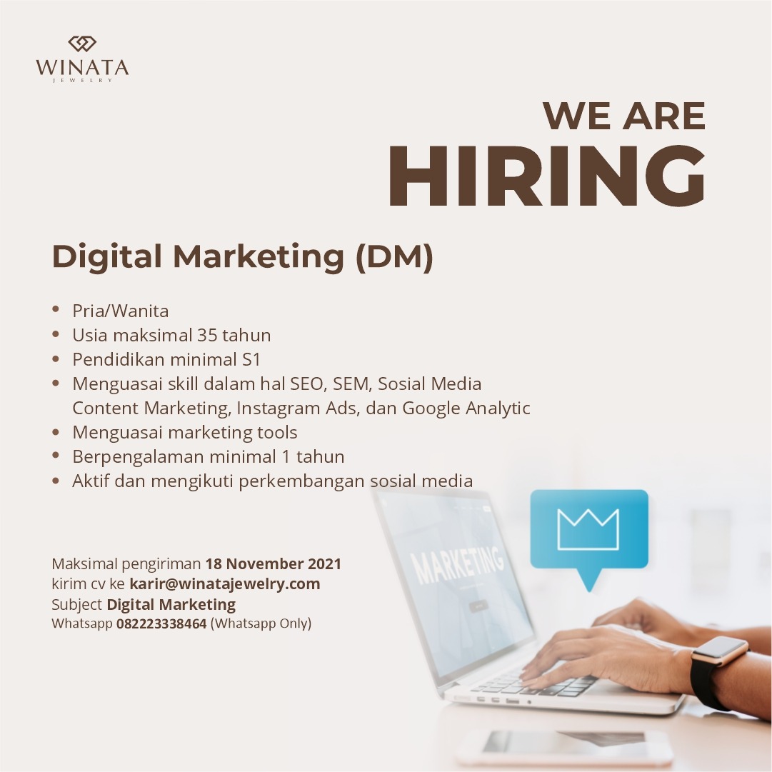 Lowongan Kerja Digital Marketing (DM) di Winata Jewelry - LokerJogja.ID
