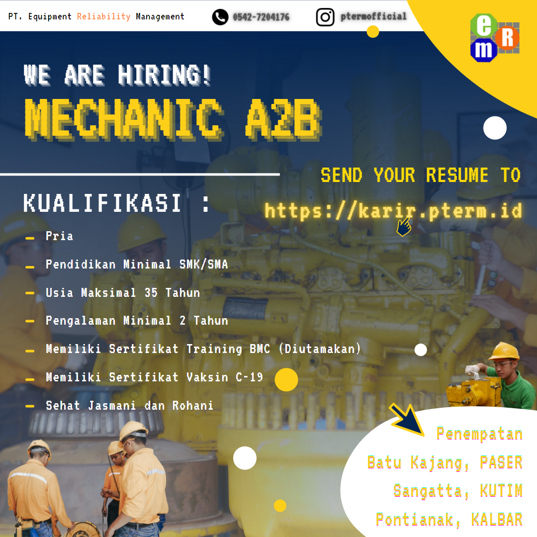 Lowongan Kerja Mechanic A2B di PT. Equipment Reliability Management ...