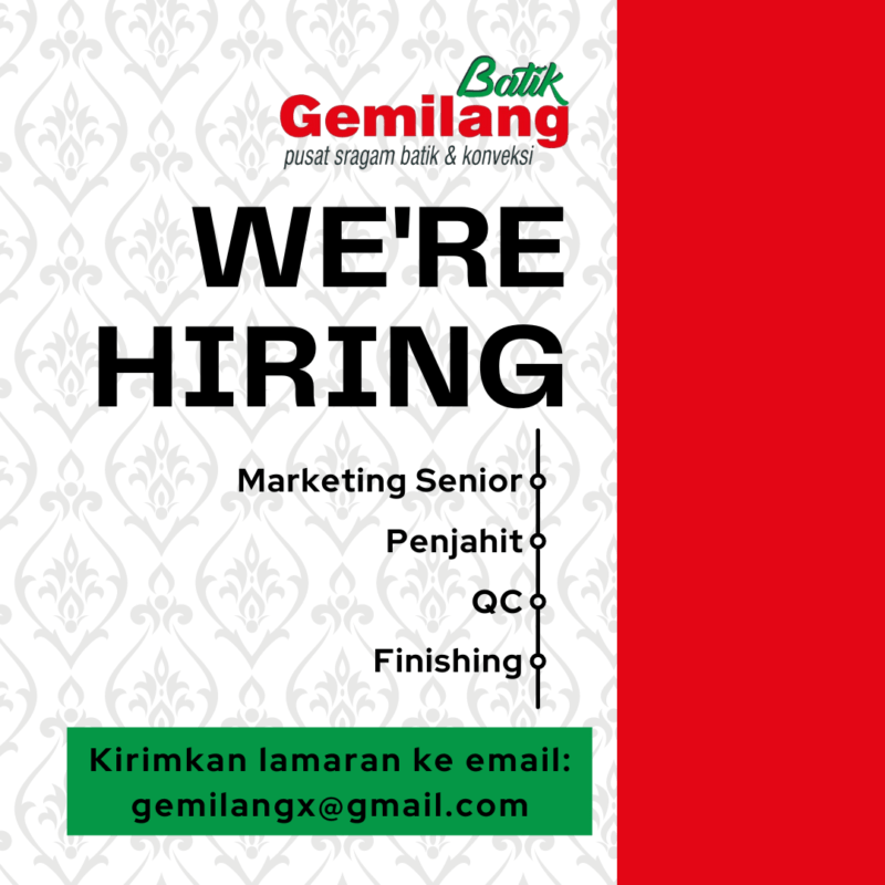Lowongan Kerja Marketing Senior - Penjahit - QC - Finishing di Batik Gemilang - LokerJogja.ID