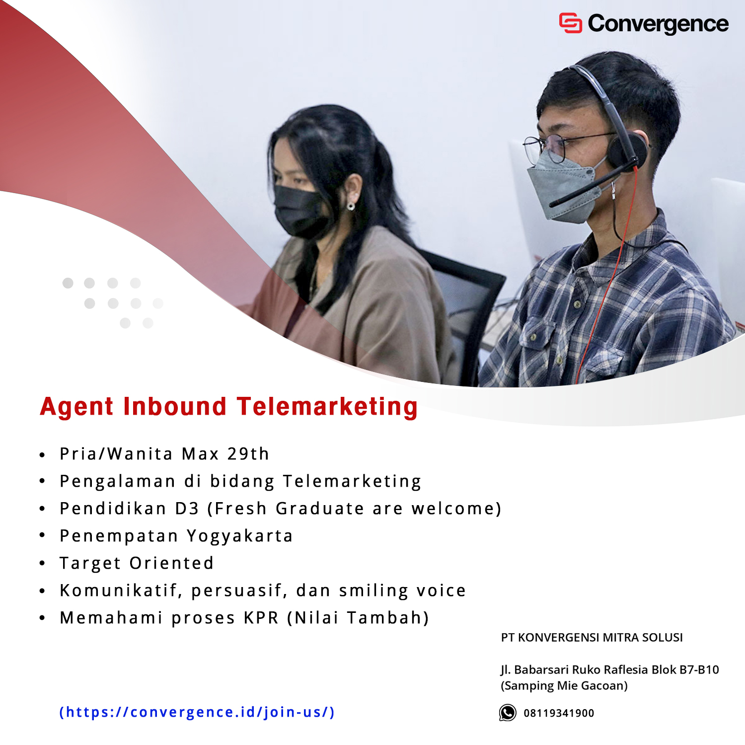 Lowongan Kerja Agent Inbound Telemarketing di PT. Konvergence Mitra ...