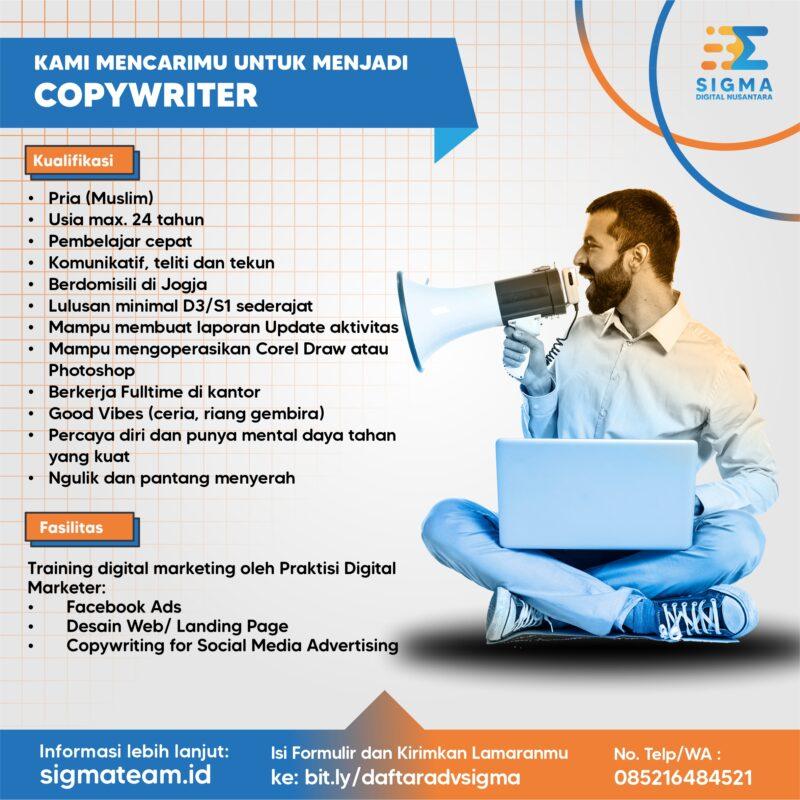 Lowongan Kerja Copywriter di Sigma Digital Nusantara - LokerJogja.ID