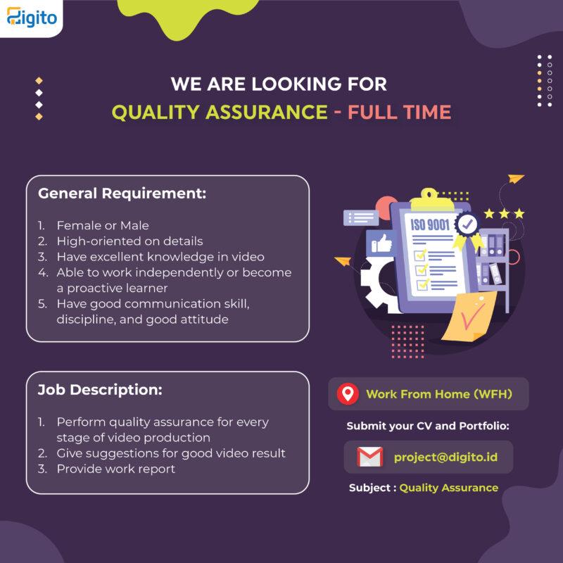 Lowongan Kerja Full Time Quality Assurance di PT Digital Kreasi Mediatama - LokerJogja.ID