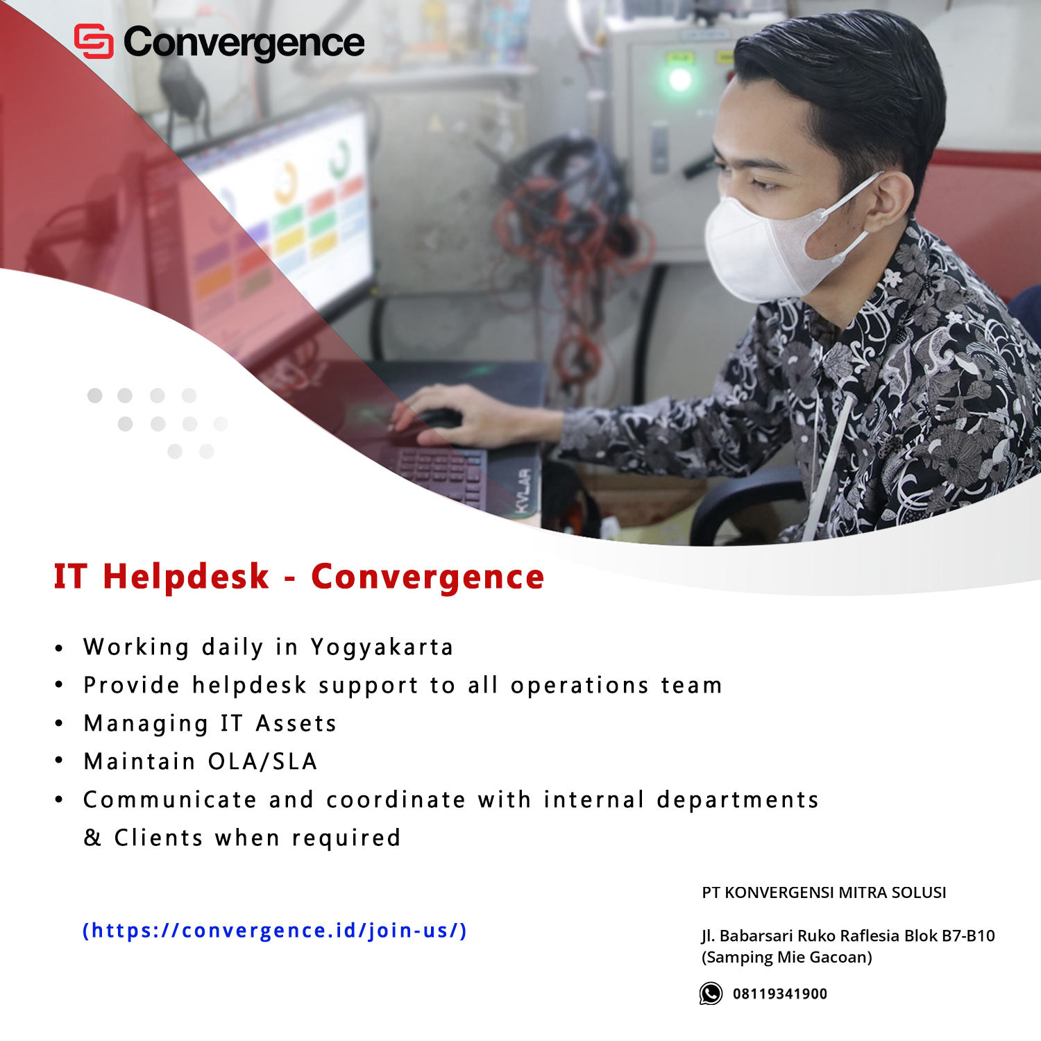 Lowongan Kerja IT Helpdesk - Agent Contact Center English - Security di PT. Konvergence Mitra ...