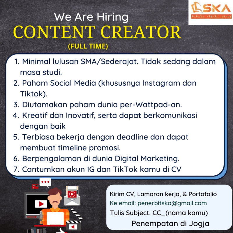 Lowongan Kerja Content Creator di PT. Sarana Kreasi Abadi - LokerJogja.ID