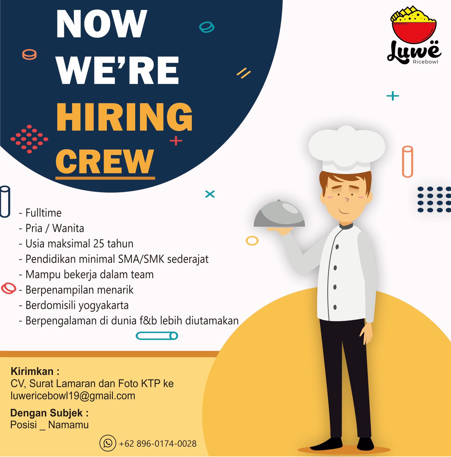 Lowongan Kerja Crew di Luwe Ricebowl - LokerJogja.ID
