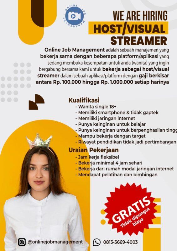 Lowongan Kerja Host/ Visual Streamer di OnlineJob Management ...