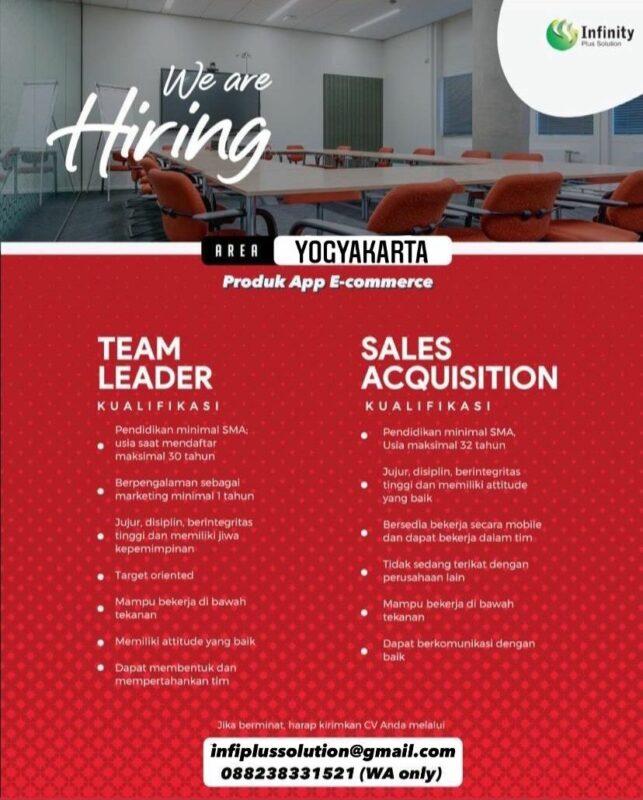 Lowongan Kerja Team Leader - Sales Acquisition di PT. Infinity Plus ...