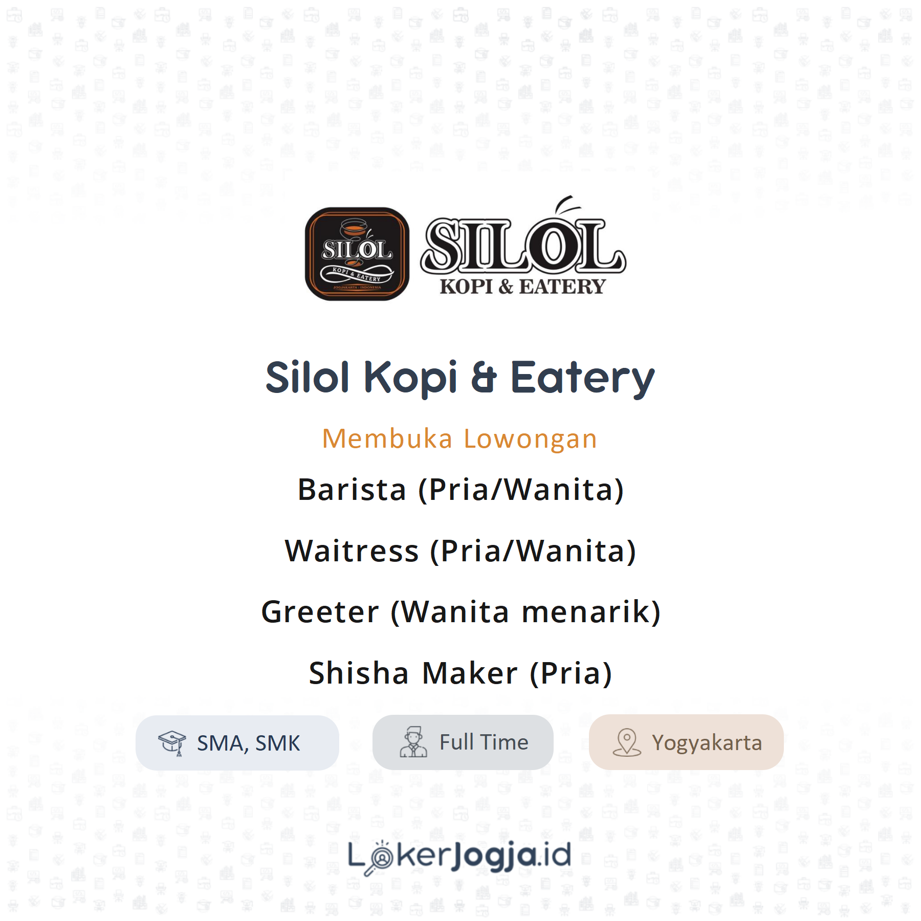 Lowongan Kerja Barista (Pria/Wanita) - Waitress (Pria/Wanita) - Greeter ...
