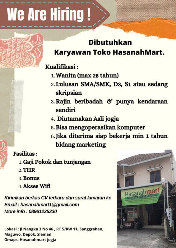 Lowongan Kerja Karyawan Toko di Toko Hasanah Mart - LokerJogja.ID