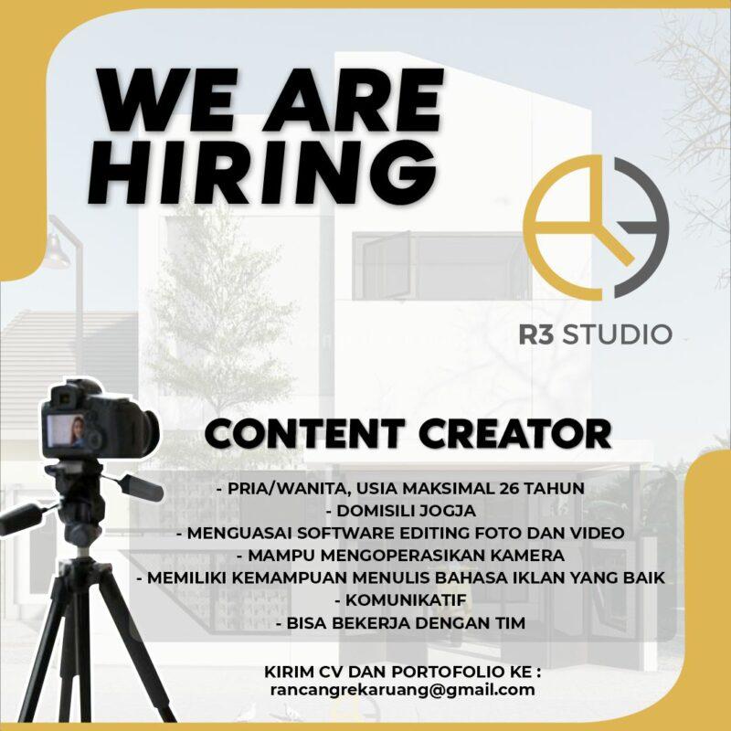 Lowongan Kerja Content Creator di Studio R3 - LokerJogja.ID