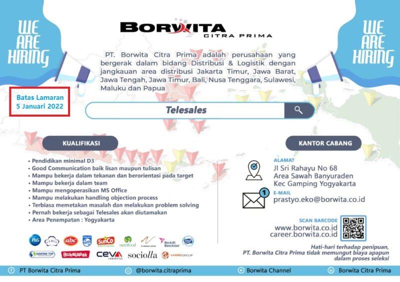 Lowongan Kerja Telesales di PT. Borwita Citra Prima - LokerJogja.ID Lowongan Kerja Telesales di PT. Borwita Citra Prima - LokerJogja.ID