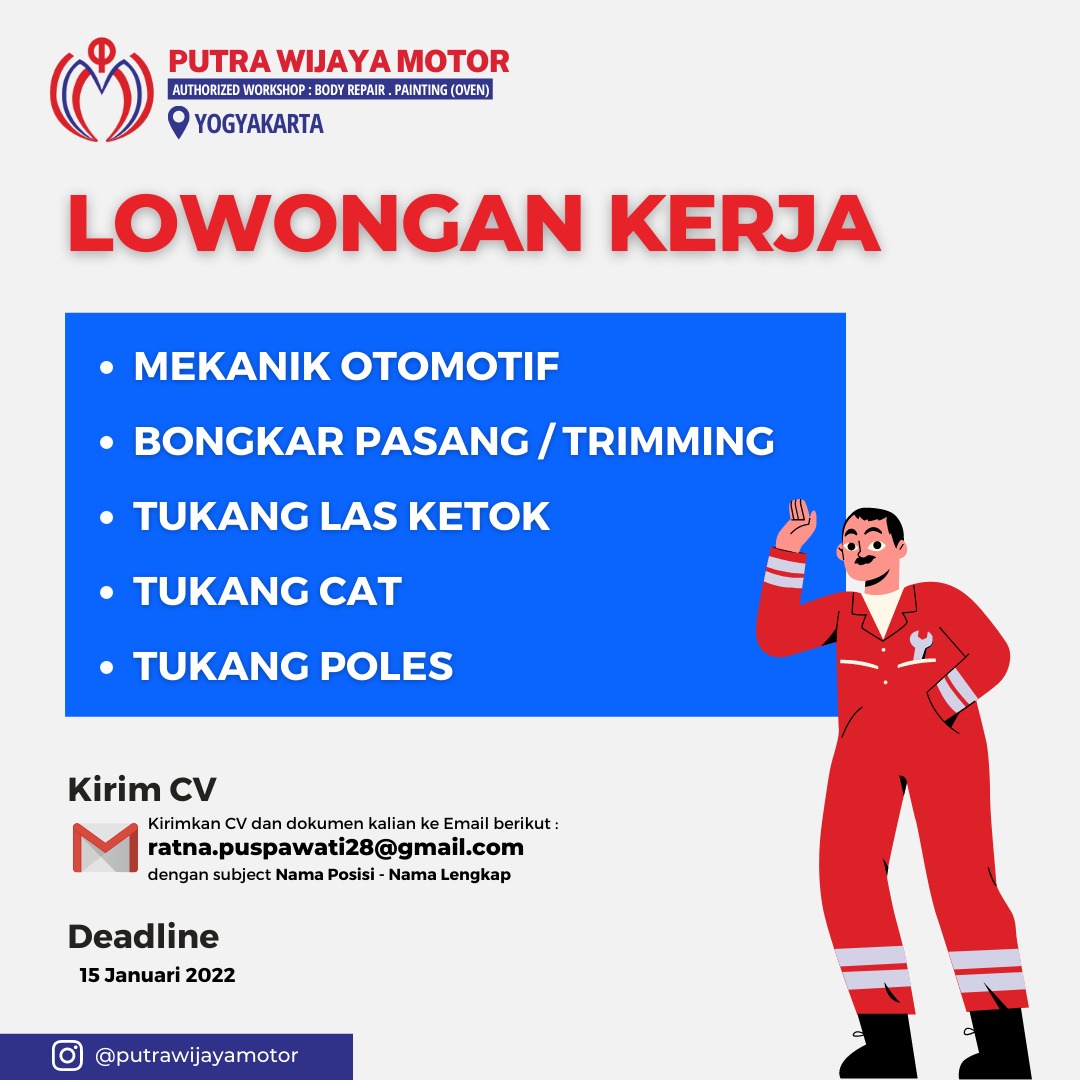 Lowongan Kerja Mekanik Otomotif - Bongkar Pasang/Trimming - Tukang Las ...