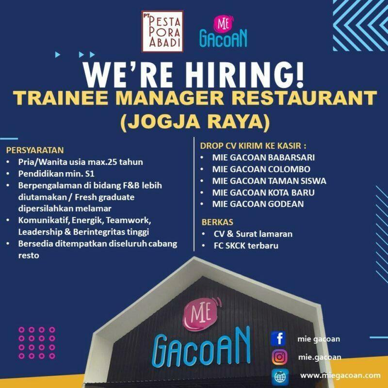 Lowongan Kerja Trainee Manager Restaurant di Mie Gacoan - LokerJogja.ID