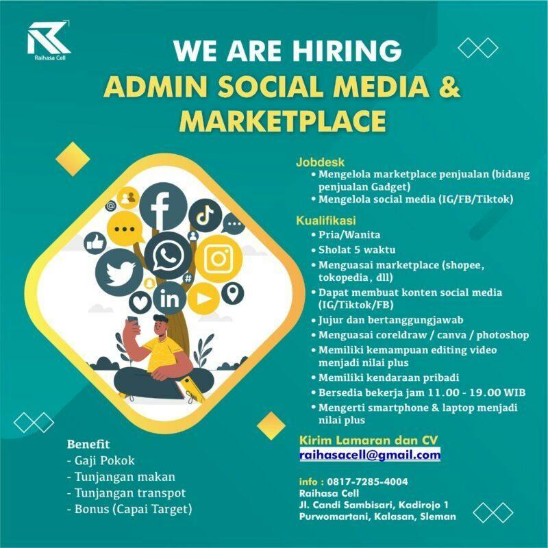 Lowongan Kerja Admin Social Media & Market Place di Konter Raihasa Cell - LokerJogja.ID