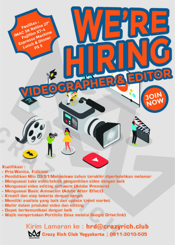 Lowongan Kerja Videographer & Editor di Crazyrich.club - LokerJogja.ID