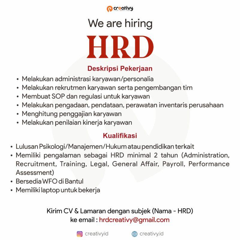 Lowongan Kerja HRD di Creativy.id - LokerJogja.ID