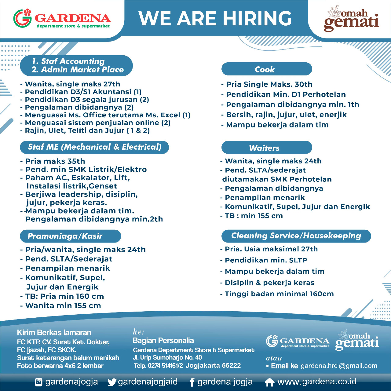 Lowongan Kerja Staf Accounting - Admin Market Place - Staf ME (Mechanical & Electrical ...