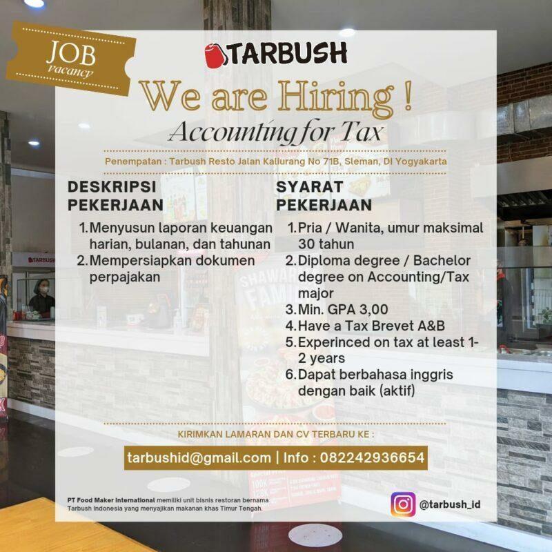 Lowongan Kerja Accounting for Tax di Tarbush Indonesia - LokerJogja.ID