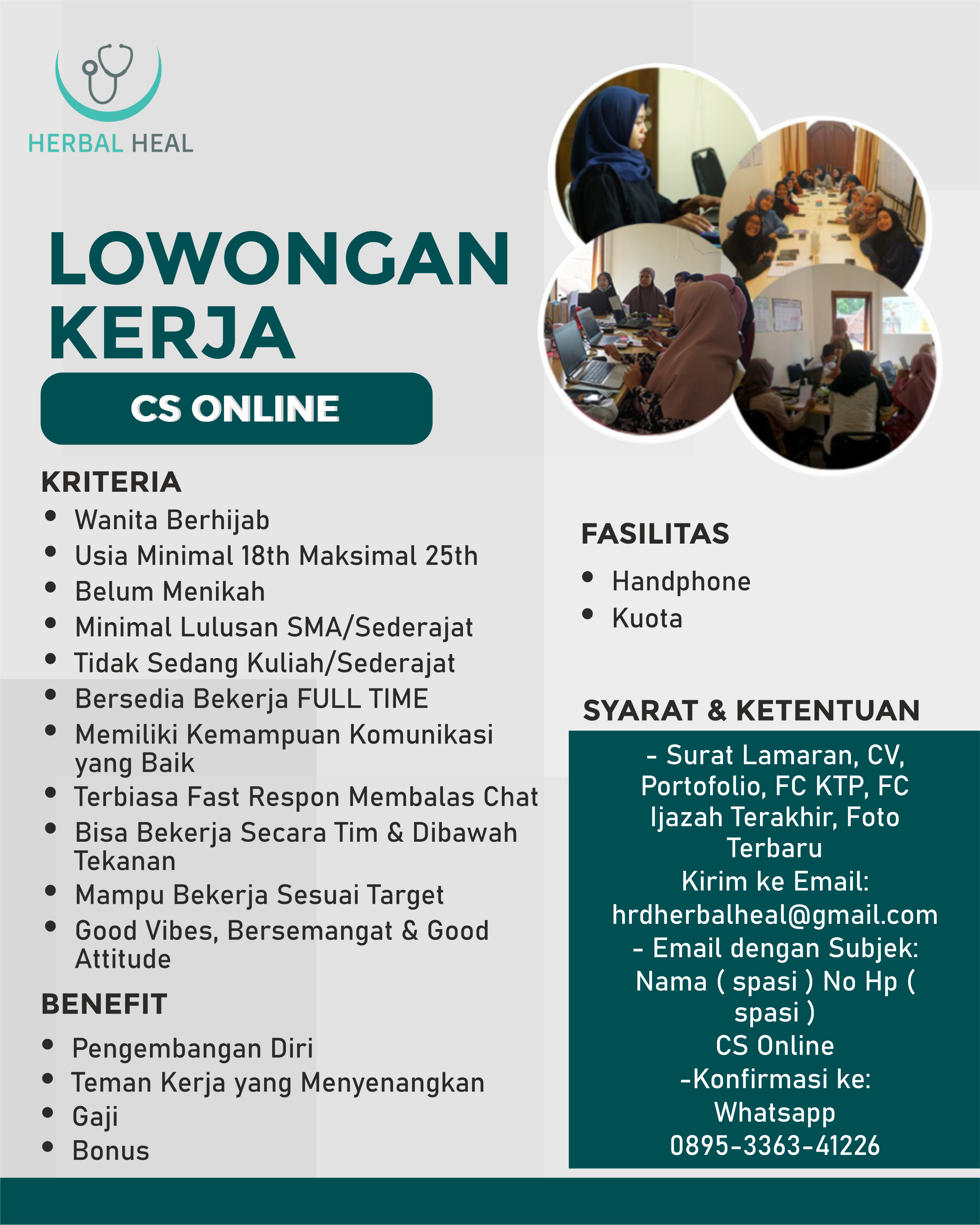 Lowongan Kerja CS Online - Admin Medsos di Herbal Heal - LokerJogja.ID