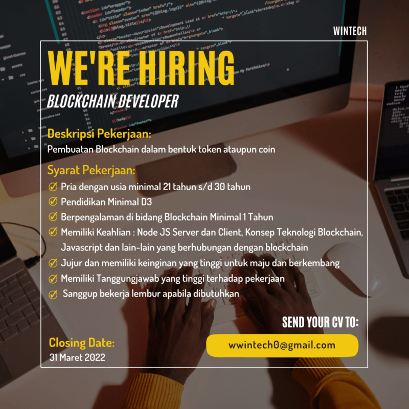 Lowongan Kerja BlockChain Developer di Wintech - LokerJogja.ID
