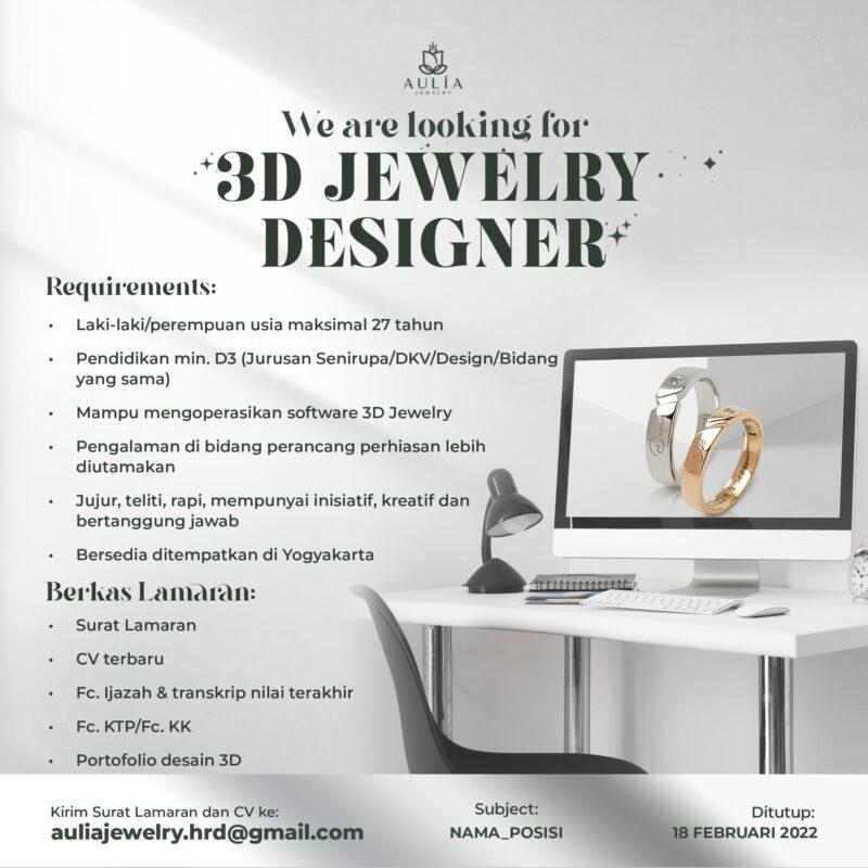 Lowongan Kerja 3D jewelry Designer - Konten Kreator di Aulia Jewelry - LokerJogja.ID