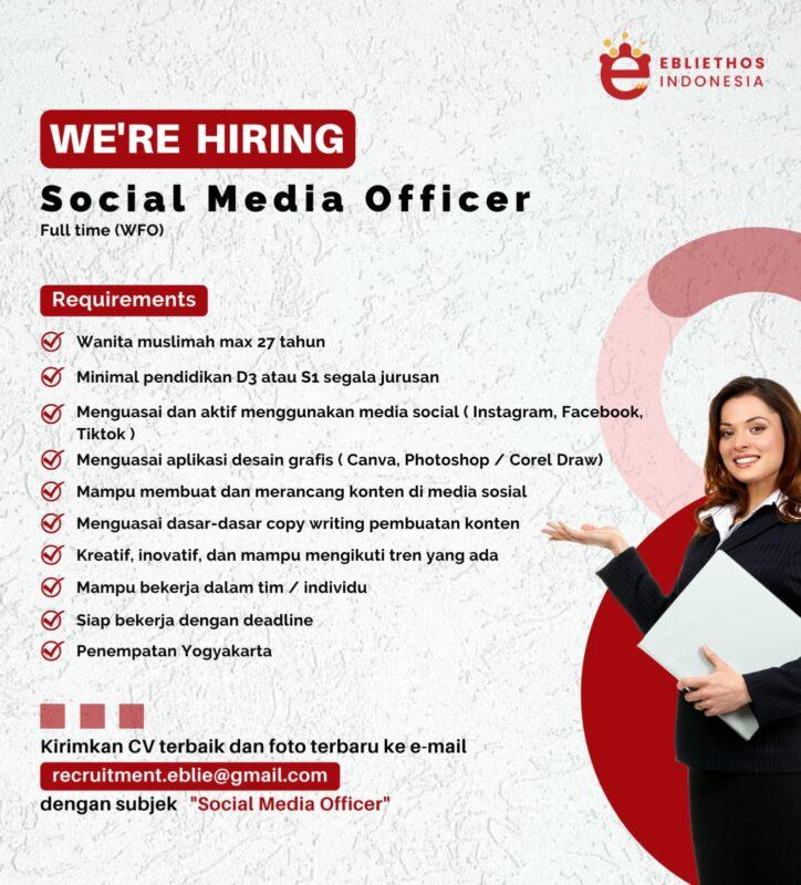 Lowongan Kerja Social Media Officer - Content Creator di Ebliethos Indonesia - LokerJogja.ID