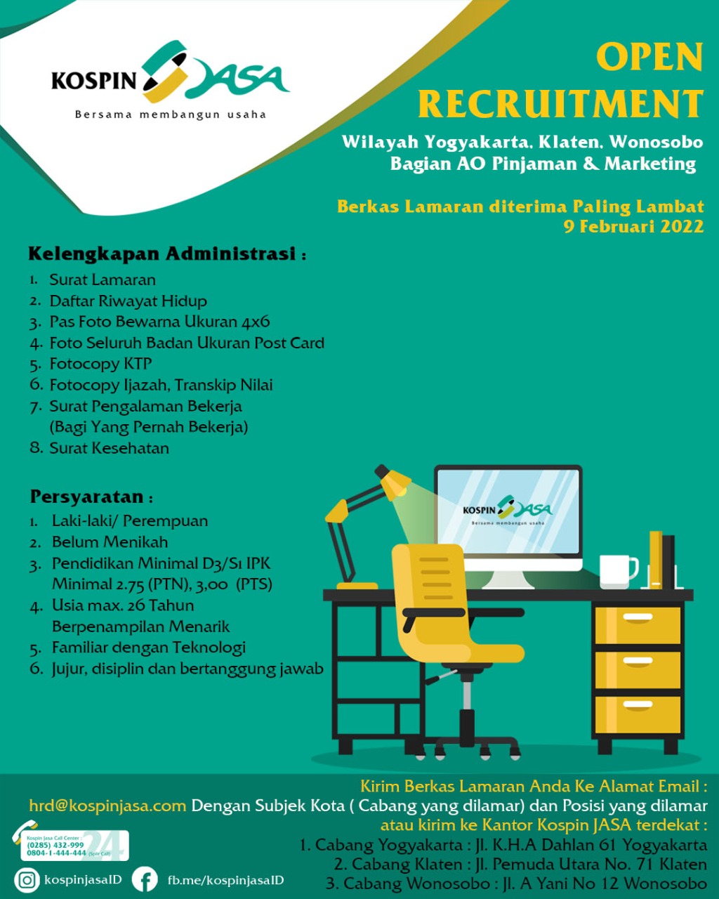 Lowongan Kerja AO Pinjaman & Marketing di Kospin Jasa - LokerJogja.ID