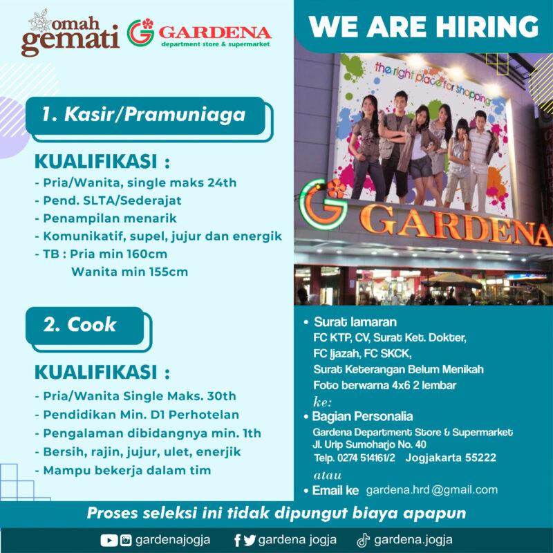 Lowongan Kerja Kasir/ Pramuniaga - Cook di PT. Gardena Graha - LokerJogja.ID