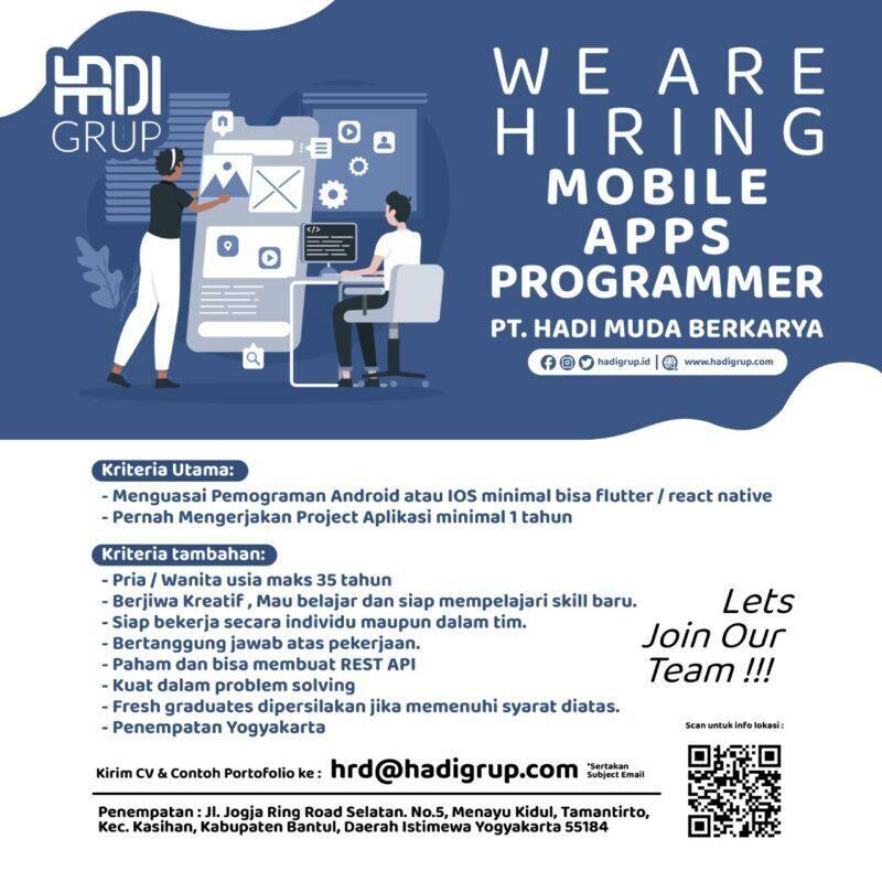 Lowongan Kerja Moblie Apps Programmer - Website Programmer - Graphic ...