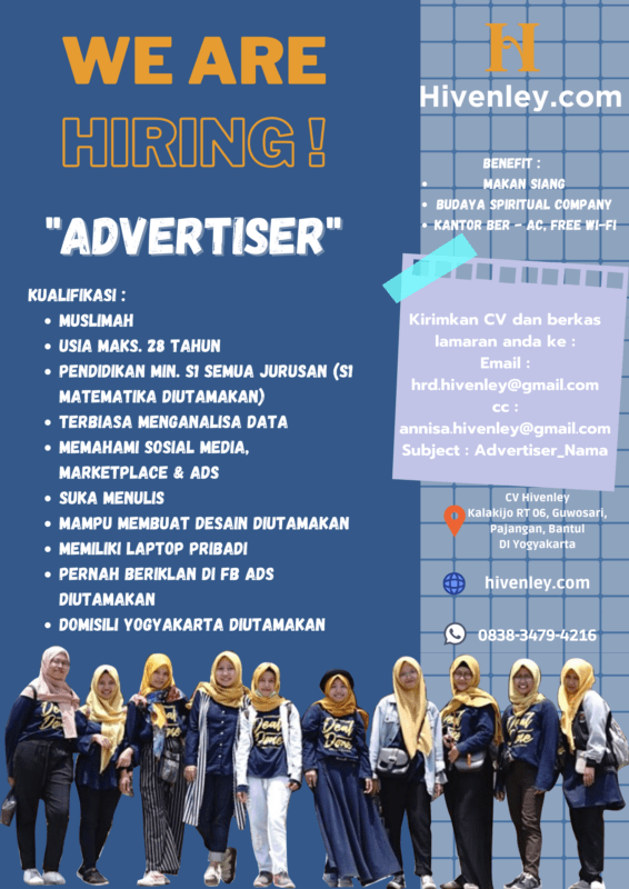 Lowongan Kerja Admin Social Media - Advertiser di CV. Hivenley - LokerJogja.ID